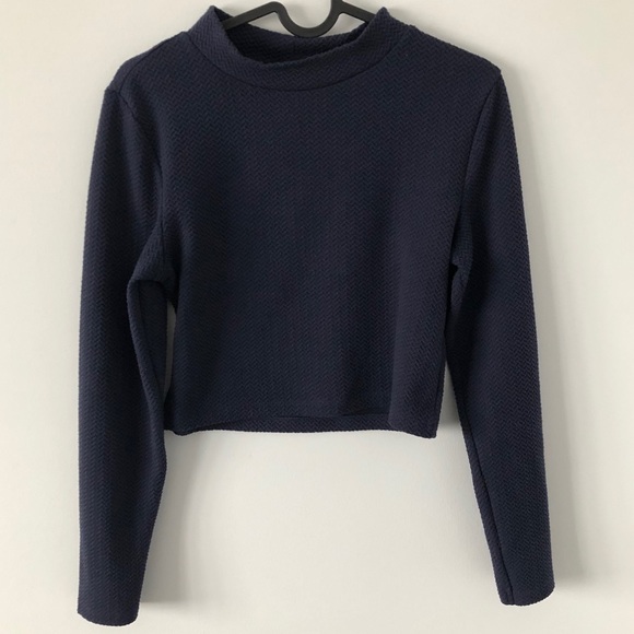 H&M | Tops | Hm Divided Navy Long Sleeve Crop Top | Poshmark